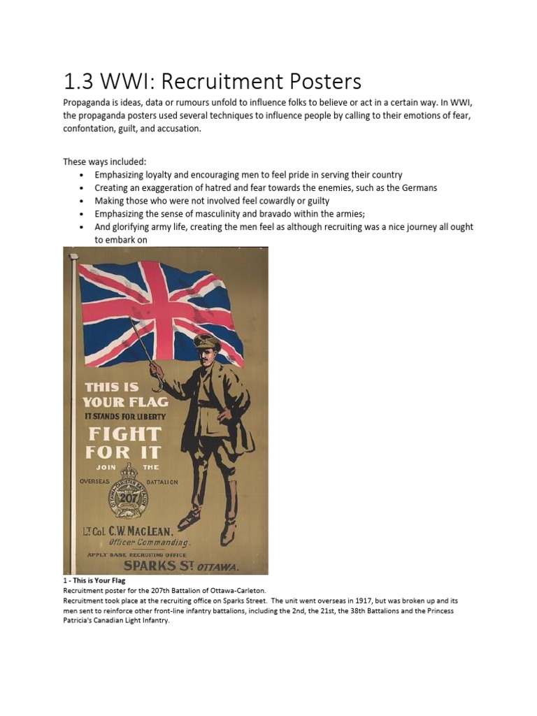 NOTE 1.3 WWI - Recruitment Posters | PDF