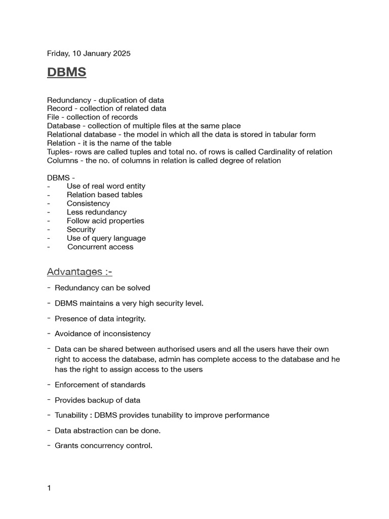 Dbms Notes | PDF