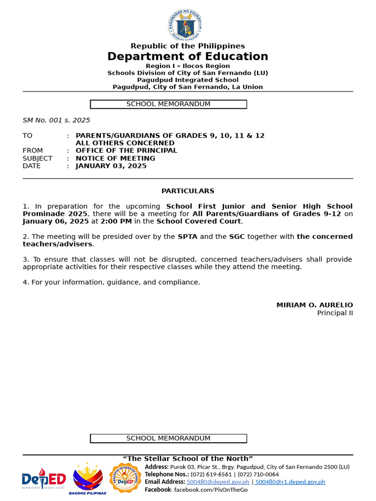 Pis Memo 2025 New Template | PDF | Plastic