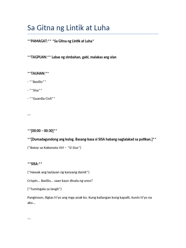 Sa Gitna NG Lintik at Luha Script | PDF
