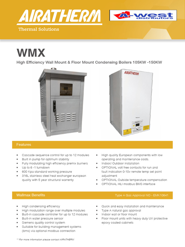 Brochure - Wallmax Wall & Floor Mount Condensing Boilers | PDF | Energy ...