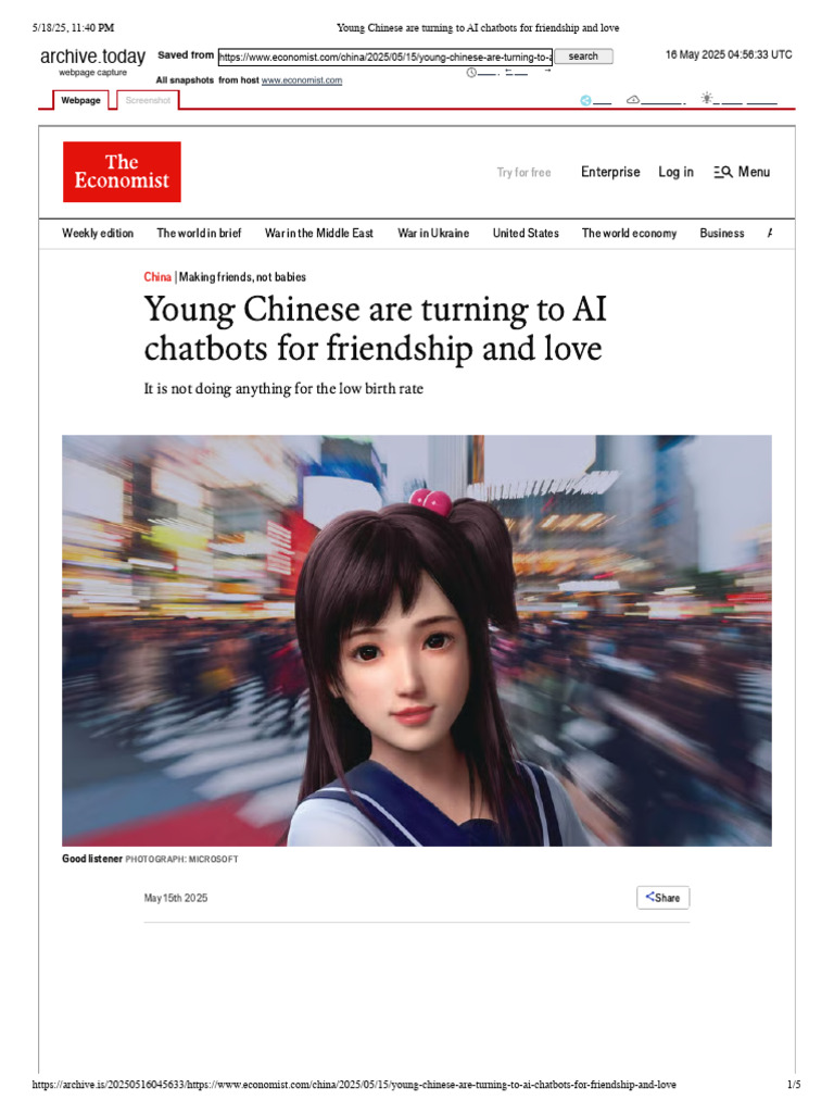 Young Chinese Are Turning To AI Chatbots For Friendship and Love | PDF ...