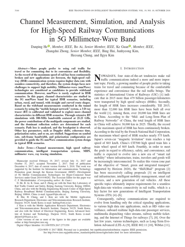 Channel Measurement Simulation and Analysis For High-Speed Railway Communications in 5G ...
