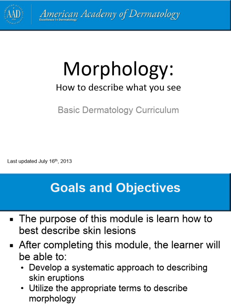 Describing Skin Lesion Morphology | PDF | Endocrine System | Diseases ...