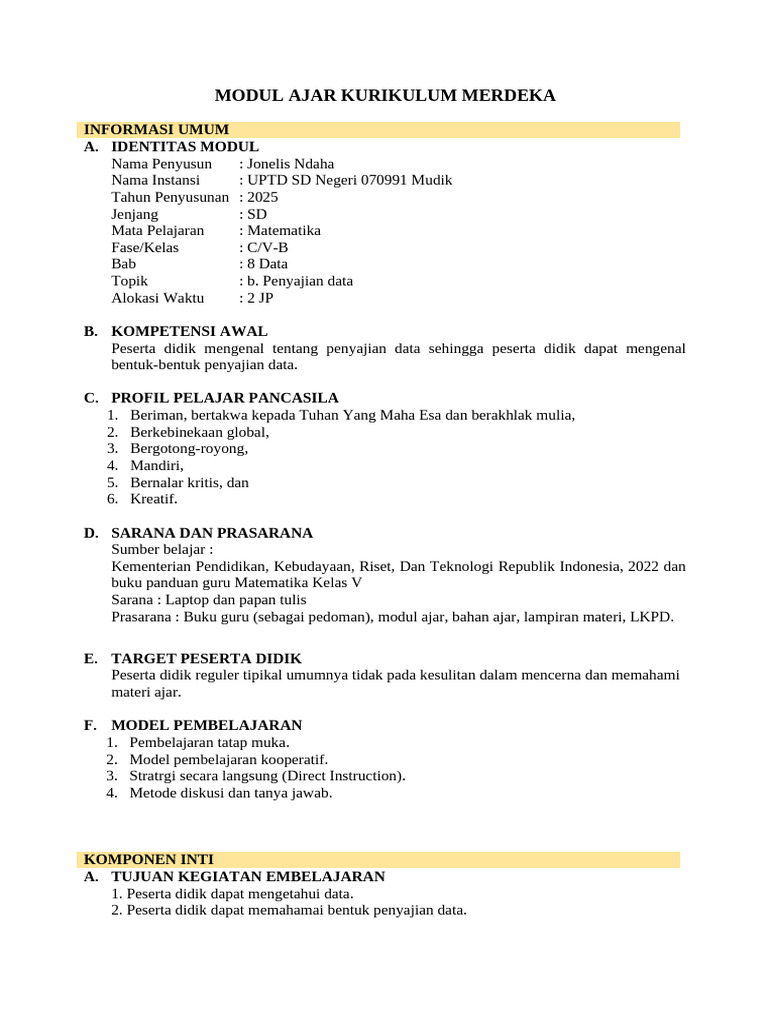 Modul Ajar MTK Data | PDF