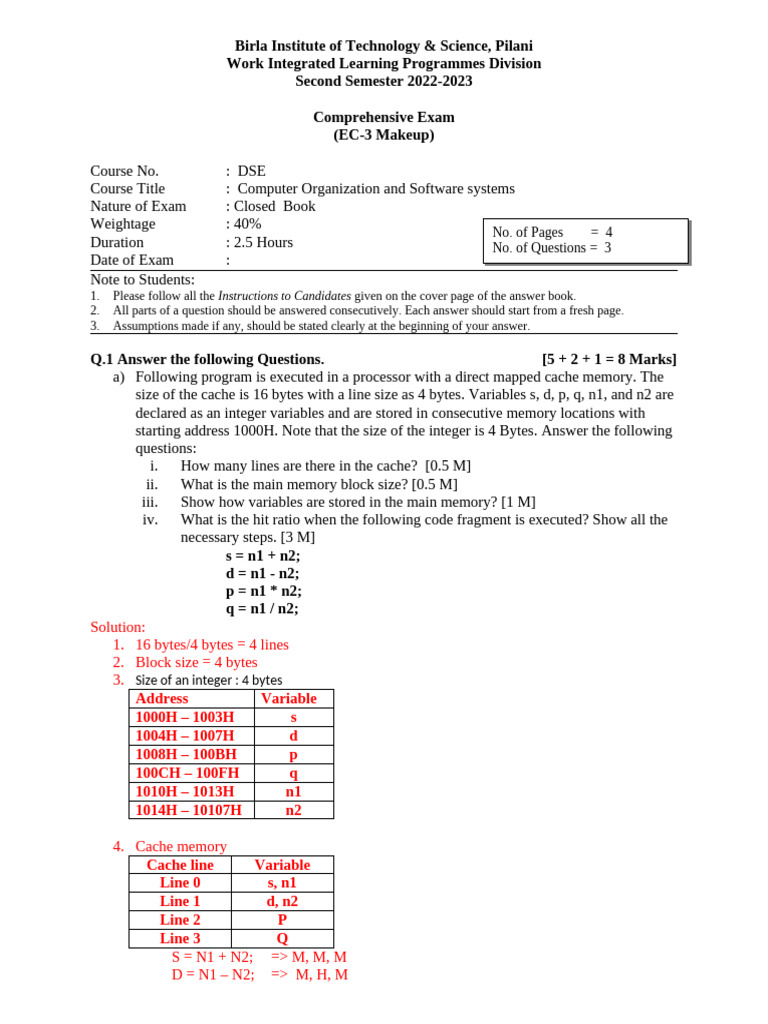 COSS Exam Questions - Computer Systems | PDF | Cpu Cache | Scheduling ...