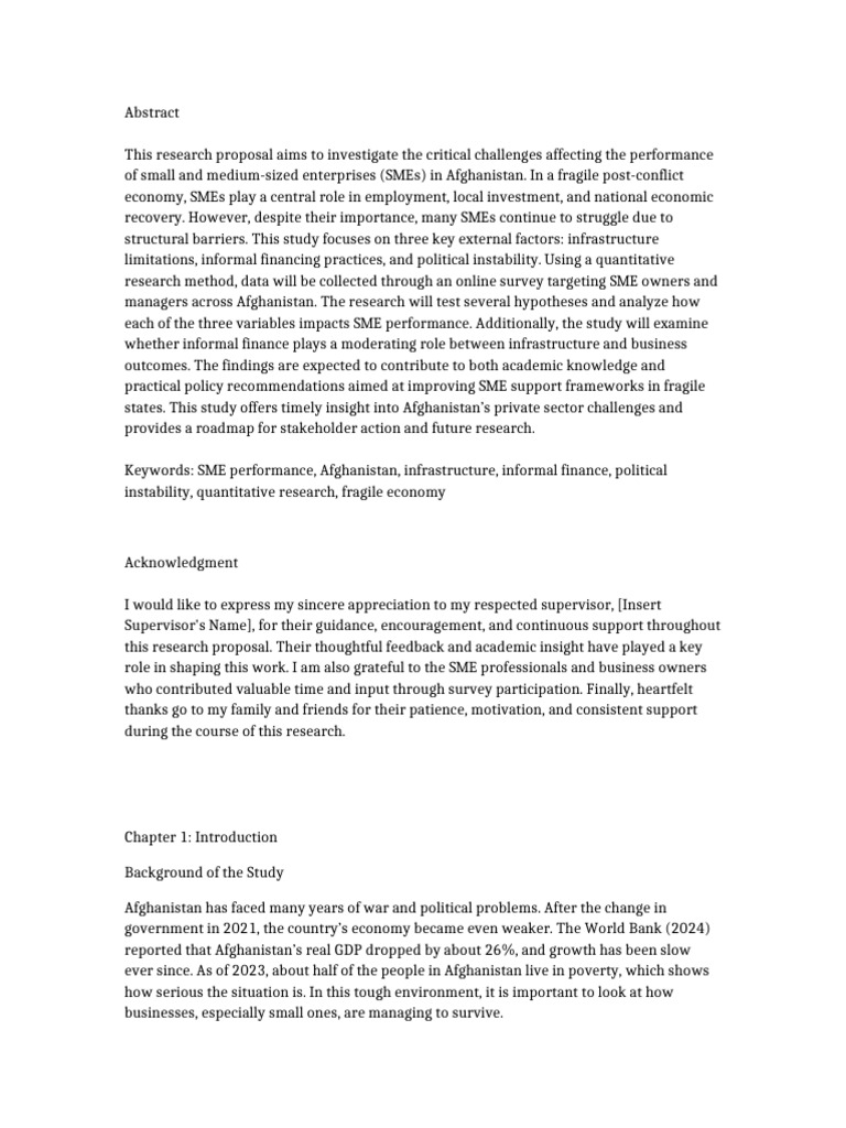 Final Research Proposal With Abstract Acknowledgment | PDF | Small And Medium Sized Enterprises ...