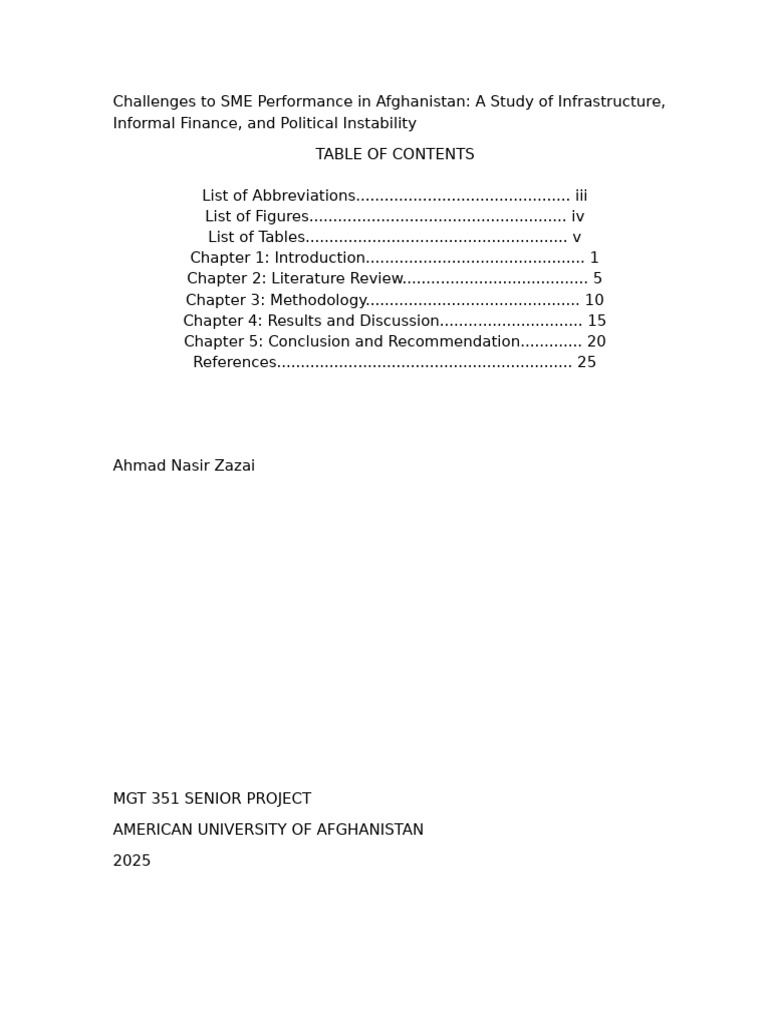 Formatted Research Proposal With TOC | PDF | Small And Medium Sized Enterprises | Statistics