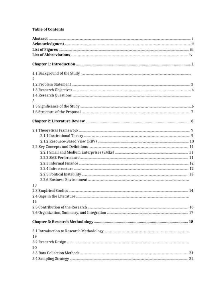 Nasir Proposal Updated TOC | PDF | Small And Medium Sized Enterprises | Methodology