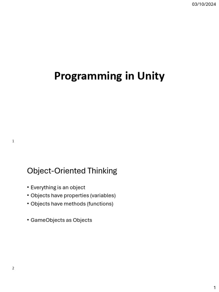 004 Programming in Unity | PDF