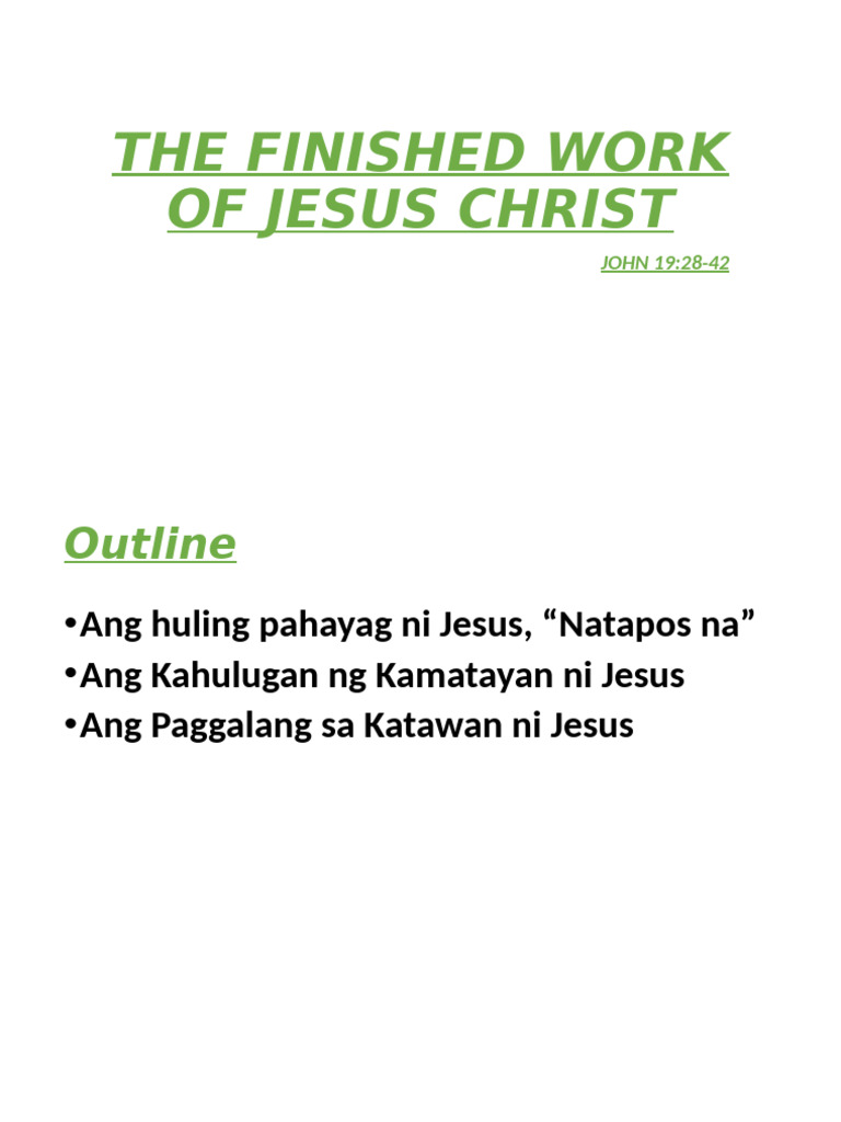 The Finished Work of The Lord Jesus Christ | PDF