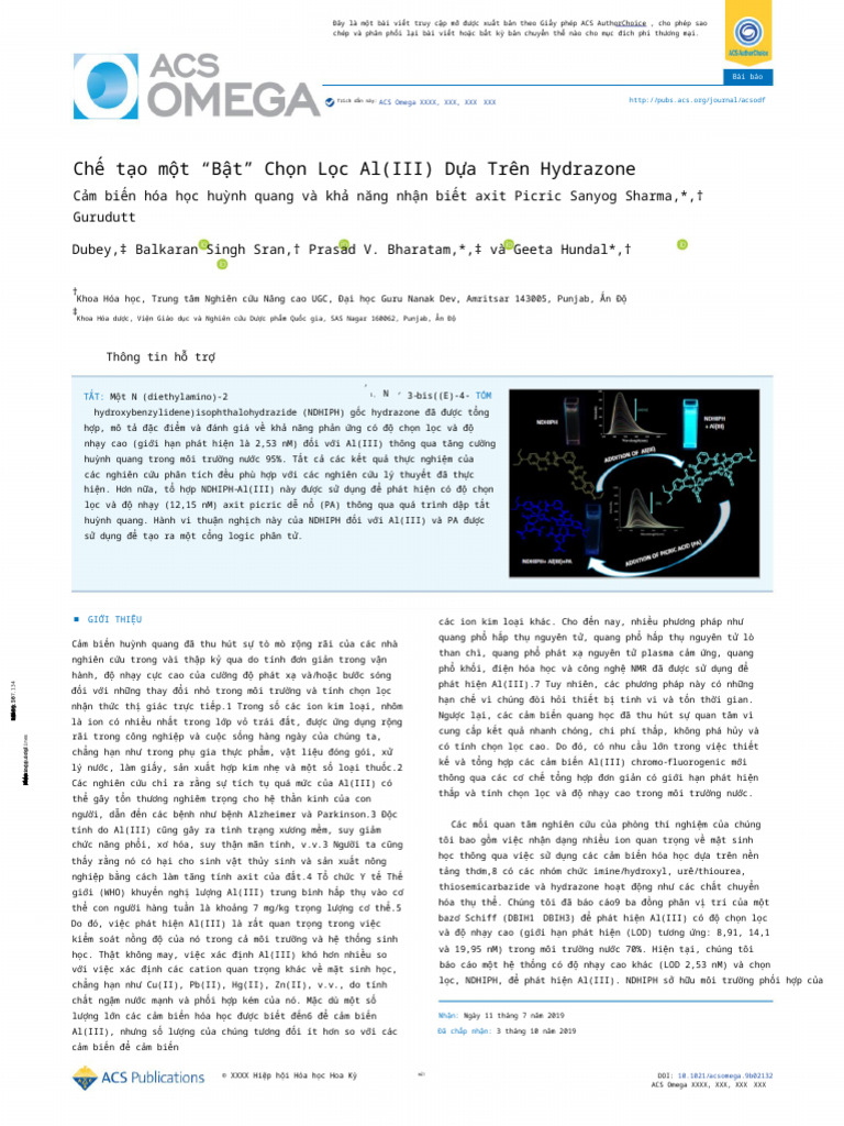 2019-Fabrication of A Hydrazone-Based Al (III) - Selective "Turn-On" Fluorescent Chemosensor and ...