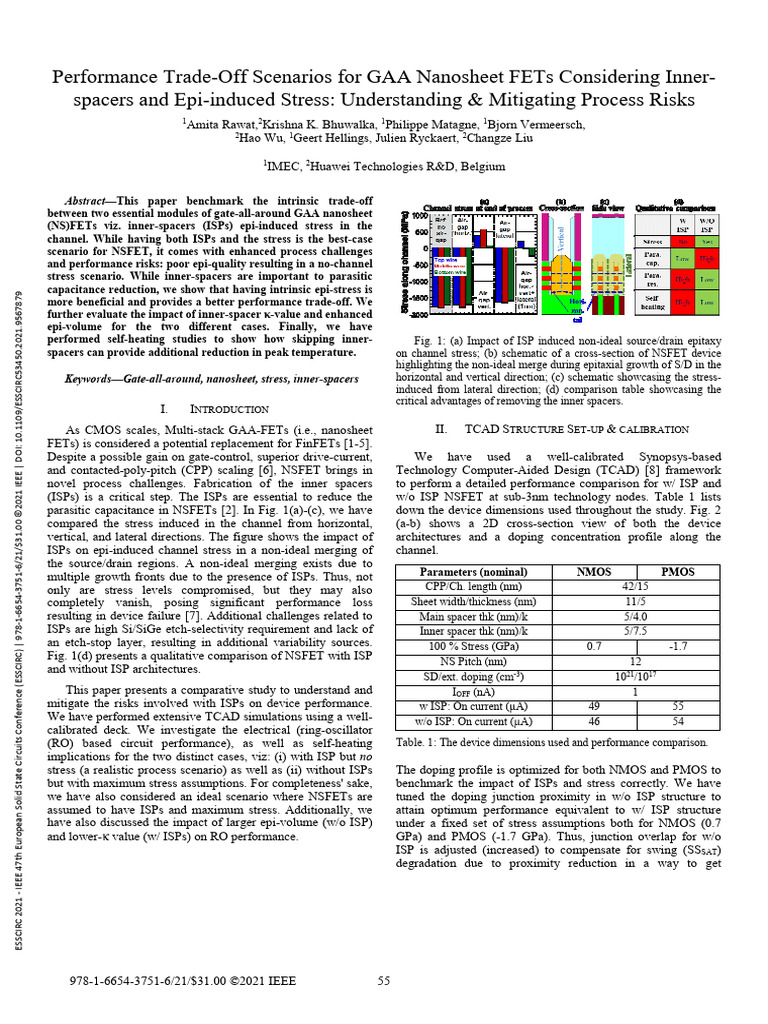 Performance Trade-Off Scenarios For GAA Nanosheet FETs Considering ...