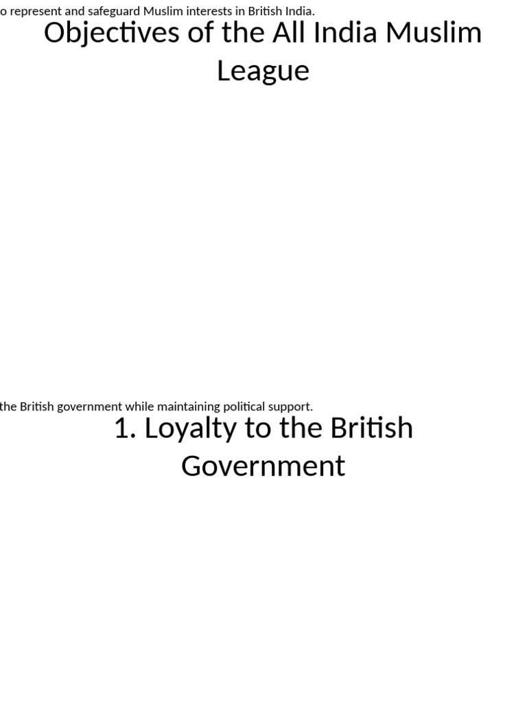 All India Muslim League Objectives | PDF