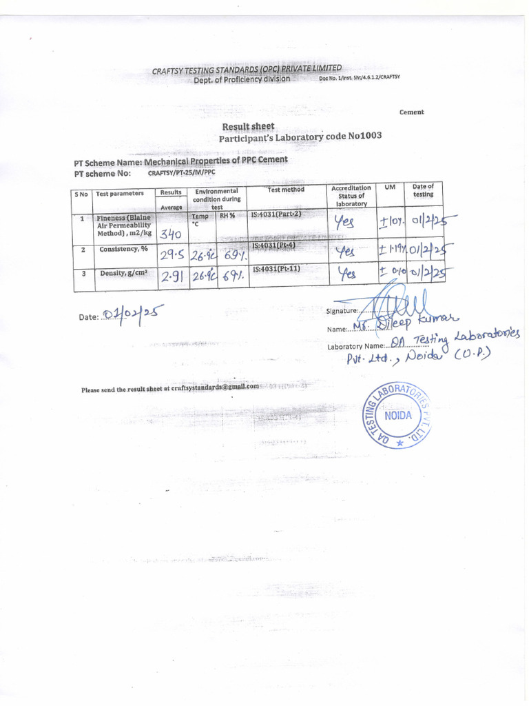 PT Result Sheet | PDF