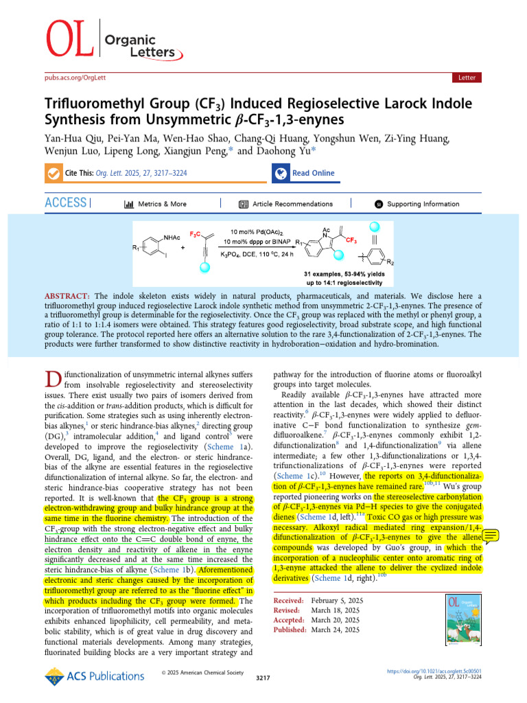 Regioselective Larock Indole Synthesis | PDF | Alkene | Chemical Reactions