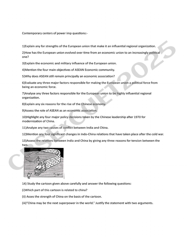Contemporary Centers of Power Imp Questions | PDF