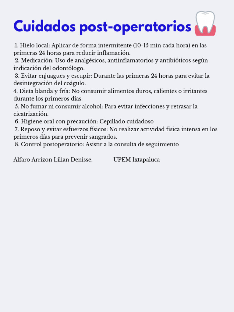 Cuidados Post Operatorios | PDF