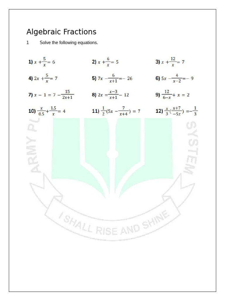 Algebraic Fractions | PDF