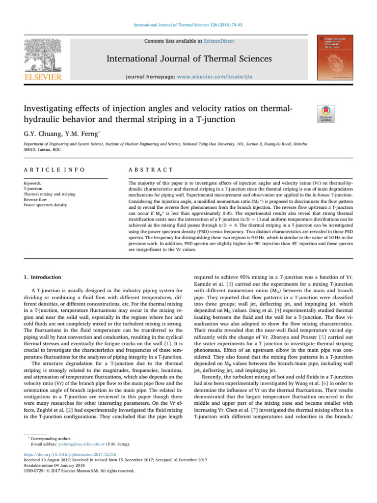 Thermal Stripping T Junction Injection Angle | PDF | Spectral Density ...