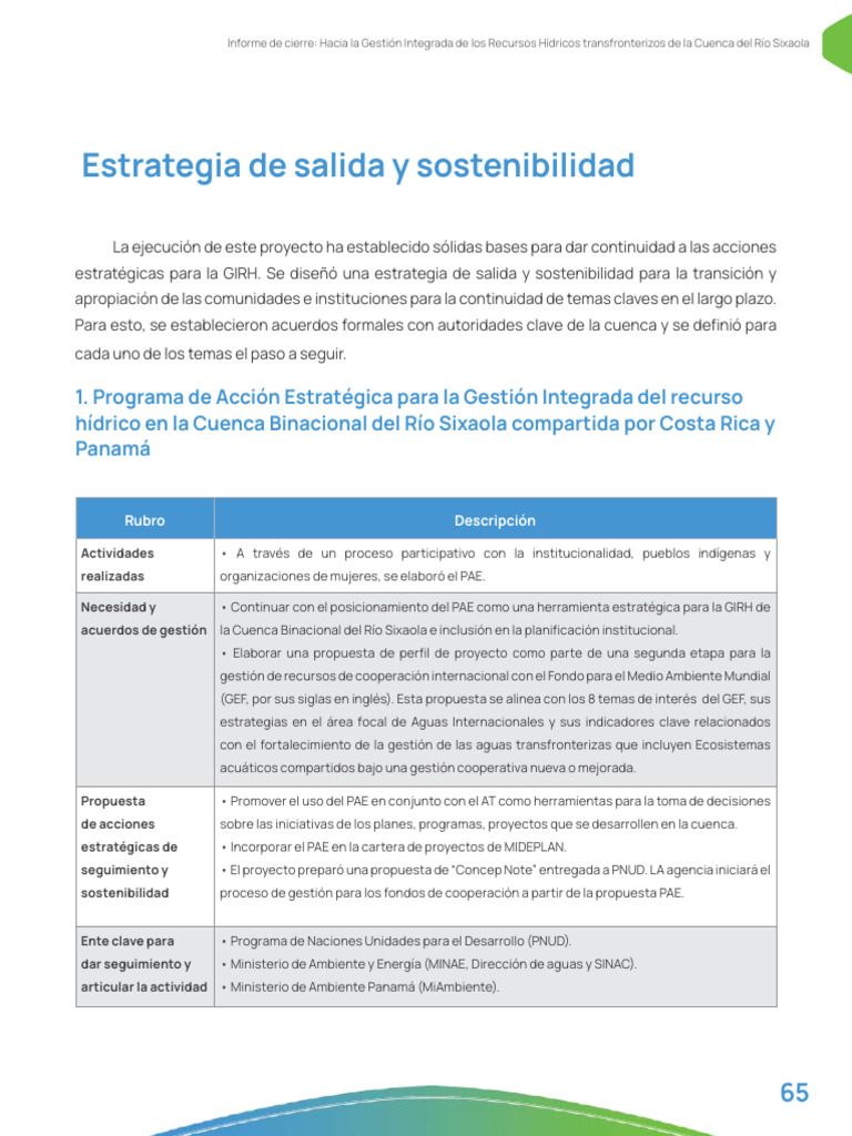Informe Final GIRH Cuenca Rio Sixaola Compressed | PDF | Sustentabilidad | Residuos