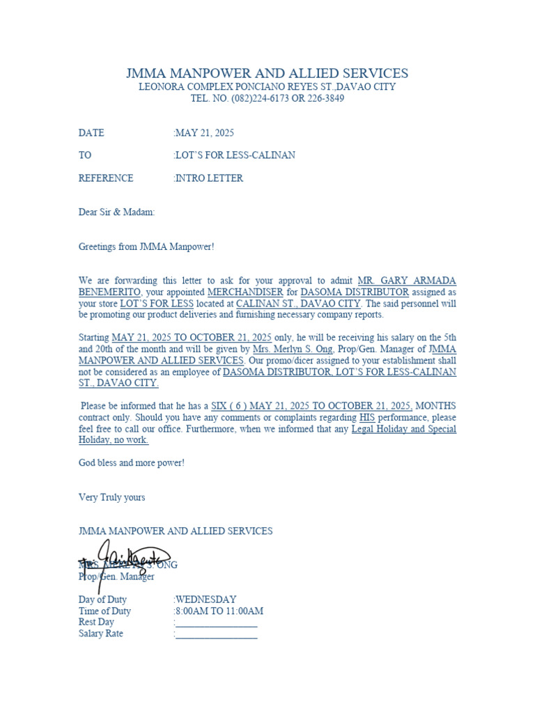 Jmma Manpower and Allied Services | PDF