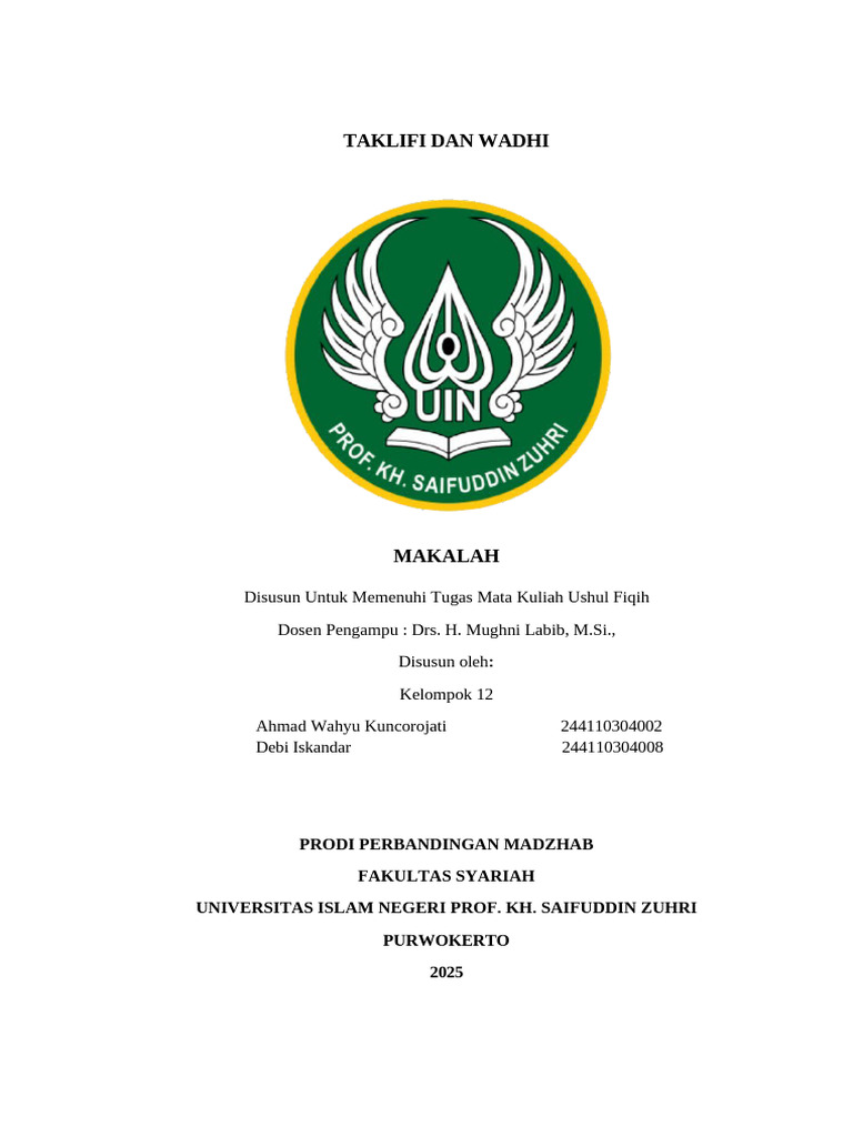 Hukum Taklifi dan Wadhi dalam Ushul Fiqih | PDF