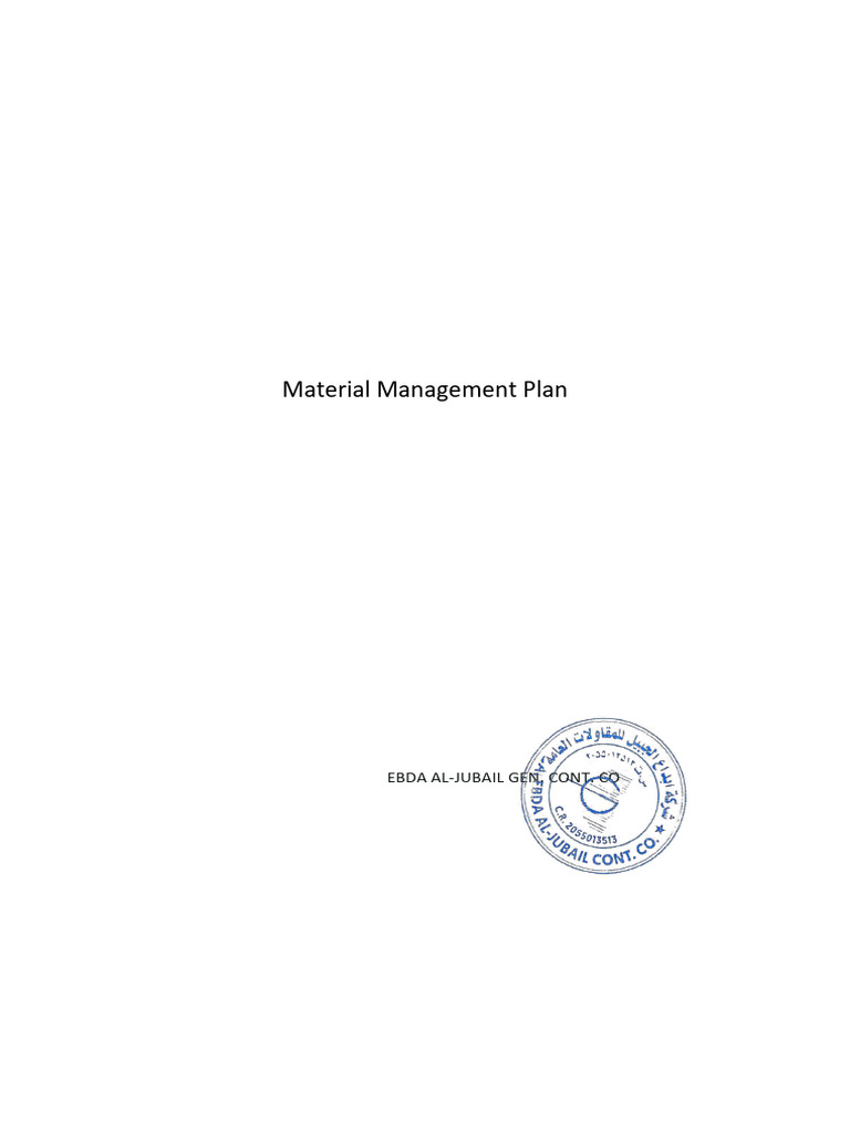 30 Attachment CC Typical Material Management Plan (MMP) | PDF | Receipt ...