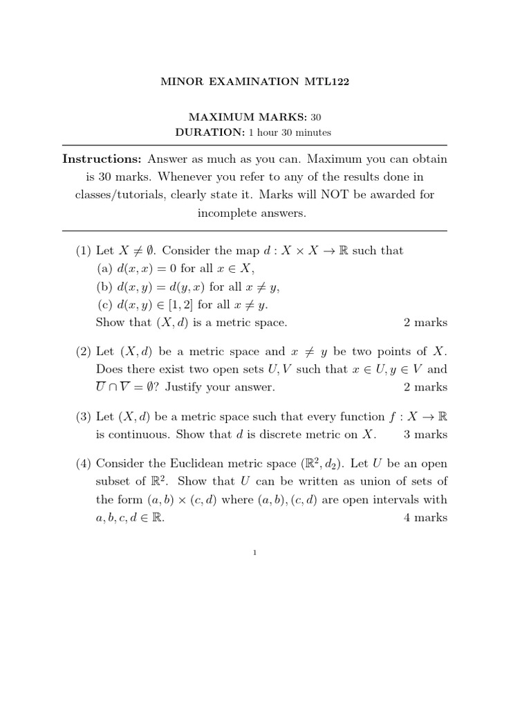 MTL122 Minor1 2021-22 Sem2 | PDF | Functions And Mappings | Geometry
