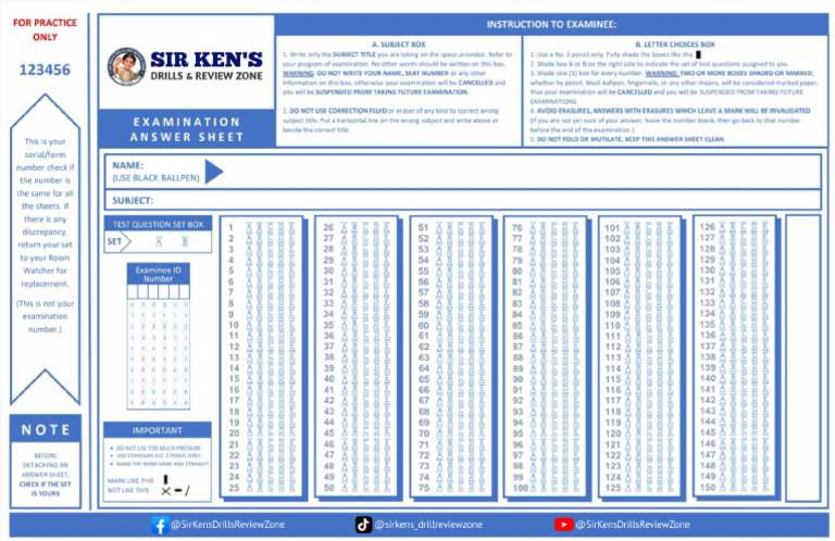 Let Answer Sheet (Printable) | PDF