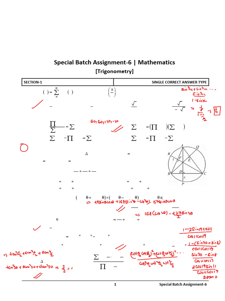 Trigonometry Assignment Questions and Solutions | PDF | Trigonometric ...