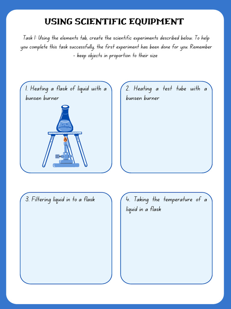 Using Scientific Equipment Digital Worksheet in Blue Hand Drawn Style | PDF