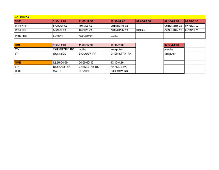 Time Schedule - 22-06-2025 | PDF