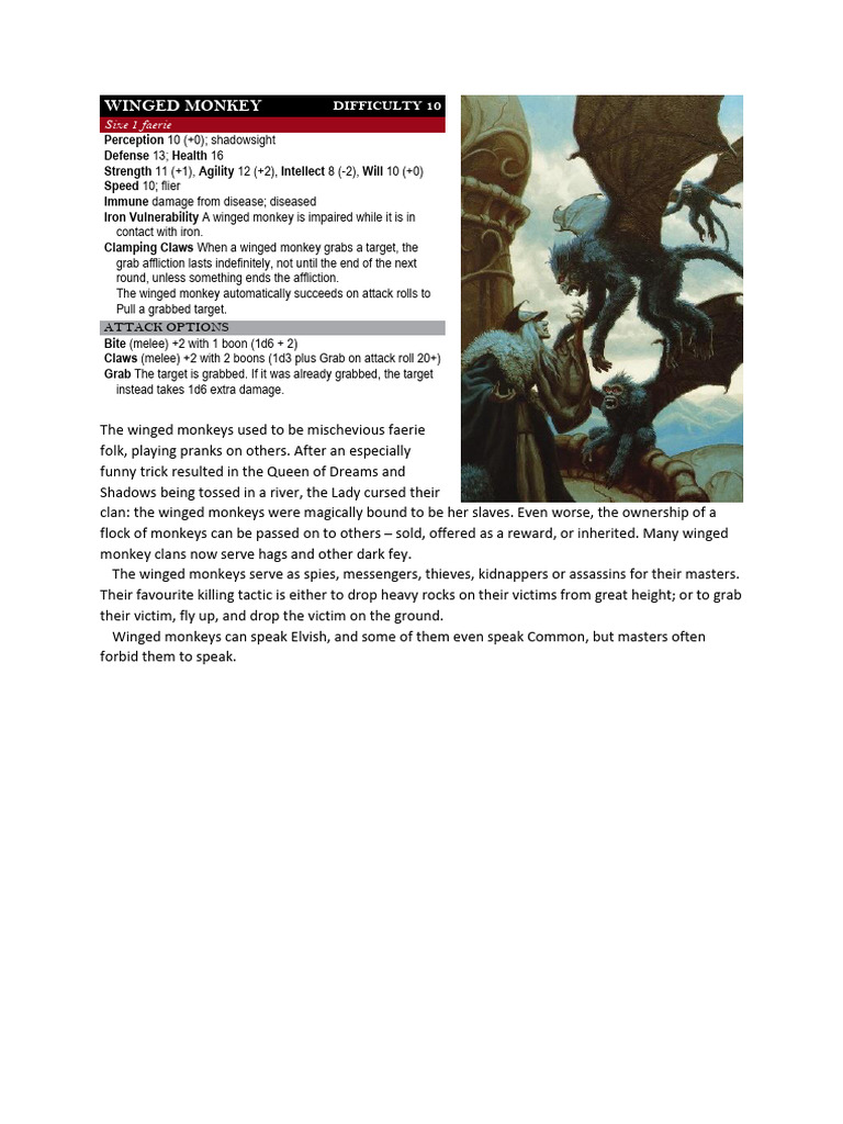 SotDL - Creature - Winged Monkeys | PDF
