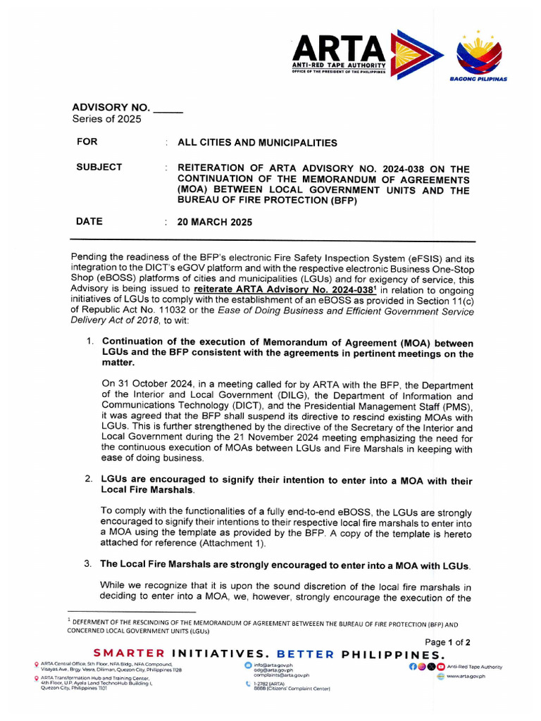 ARTA Advisory No. 2025 008 | PDF