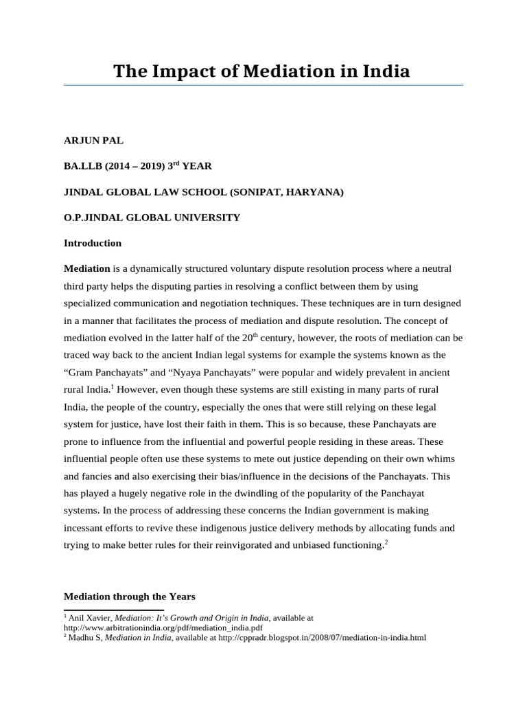 The Impact of Mediation in India | PDF | Mediation | Alternative ...