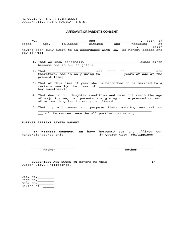 Consent To Marry Form | PDF
