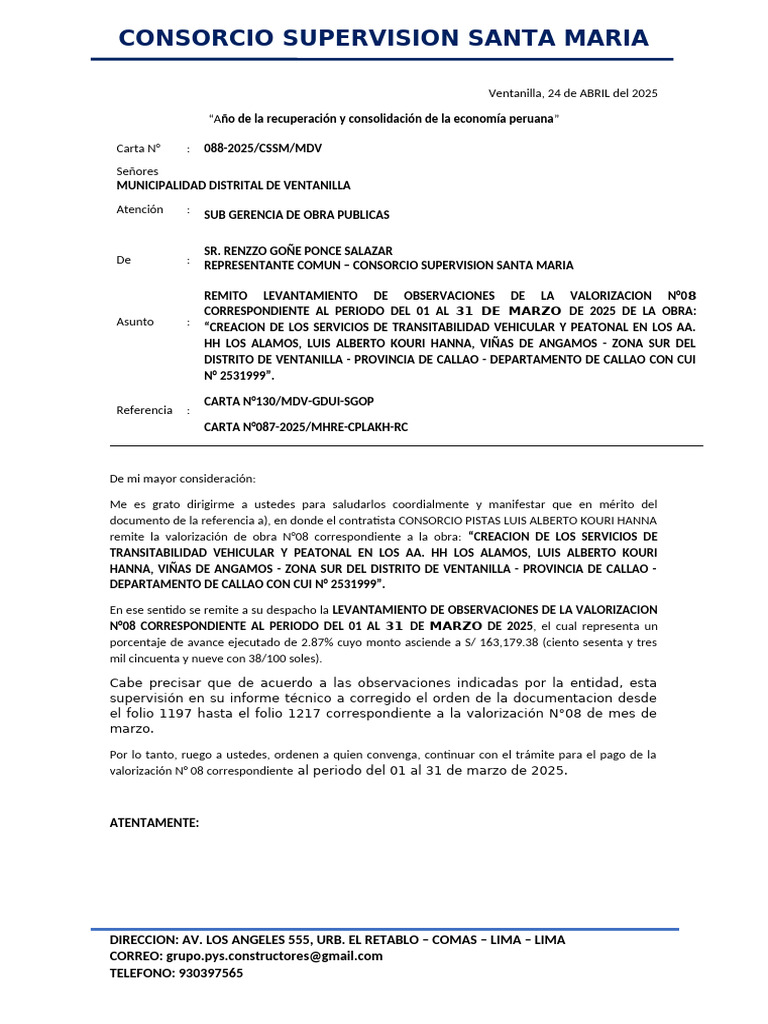 088-Levantamiento de Obs de Observaciones Valo 08 - Hoy | PDF