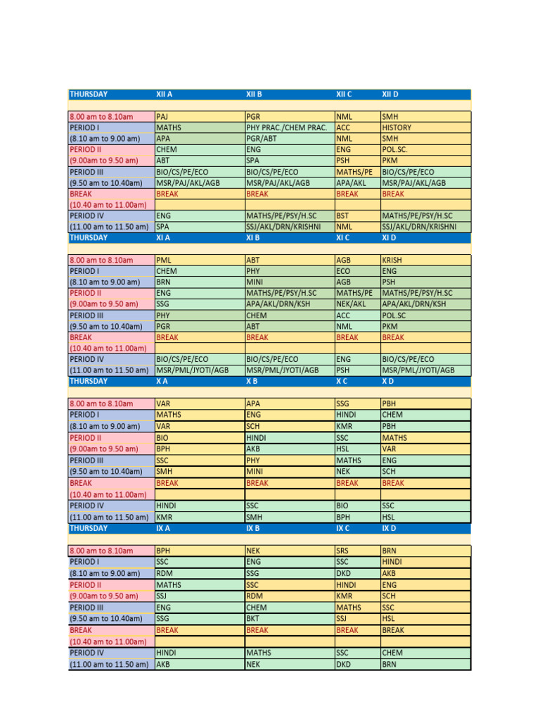 Thursday Extra Class | PDF