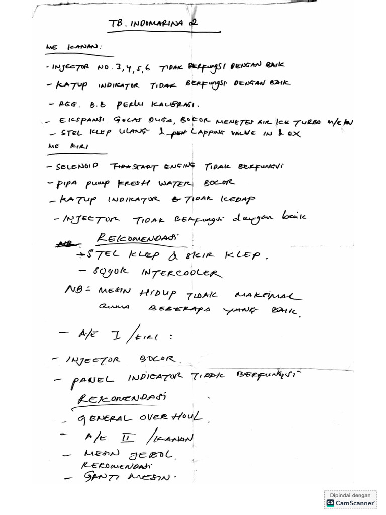 Temuan Mekanik Pada TB - Indomarina Dua | PDF
