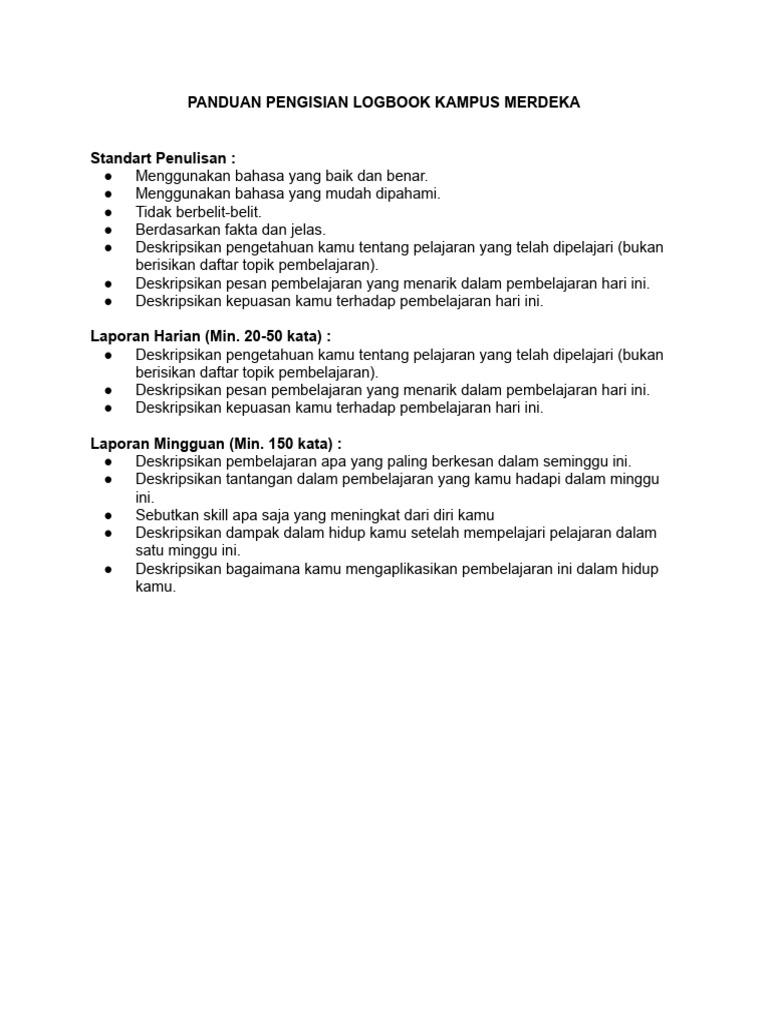 Panduan Logbook Kampus Merdeka | PDF