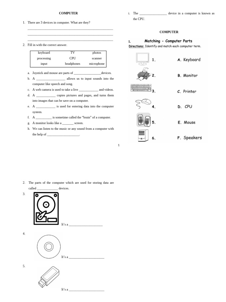 Computer Device Identification Quiz | PDF