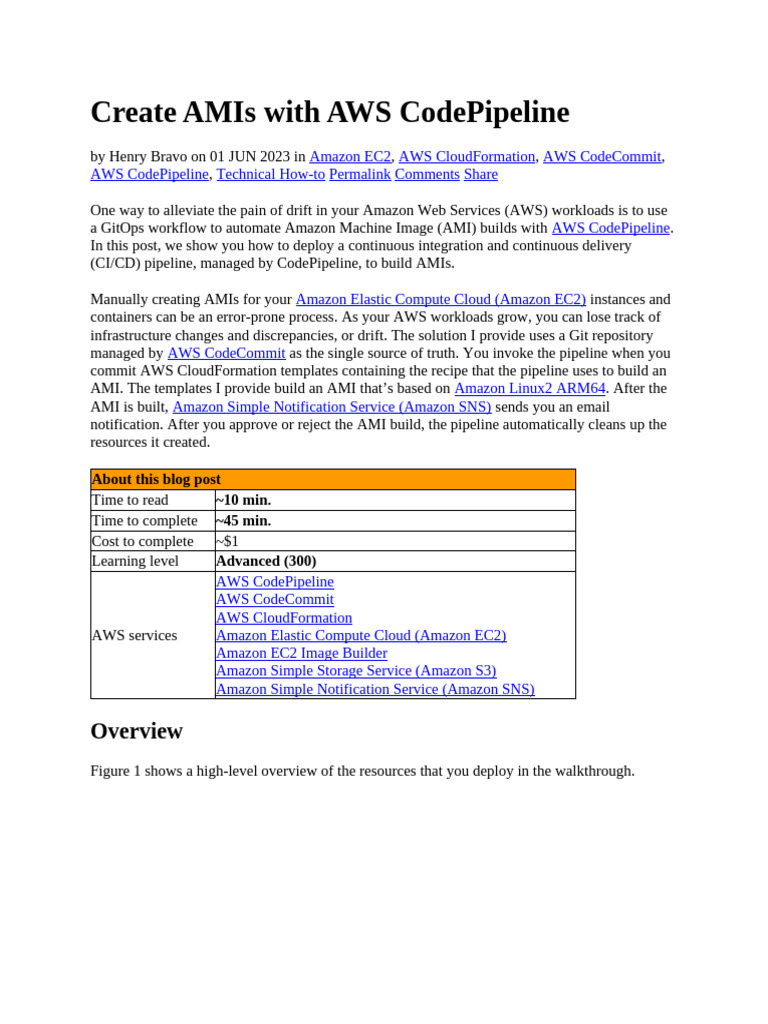 Create AMIs With AWS CodePipeline | PDF | Amazon Web Services | Command Line Interface