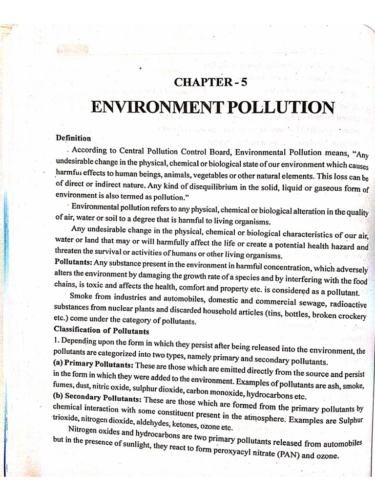 Environment Pollution Chapter 5 | PDF