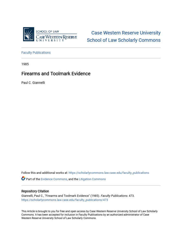 Firearms and Toolmark Evidence | PDF | Cartridge (Firearms) | Gun Barrel