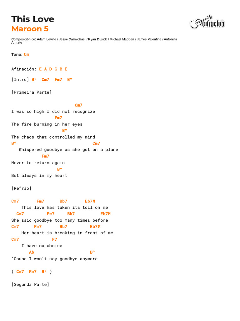 Cifra Club - Maroon 5 - This Love | PDF | American Musical Groups ...