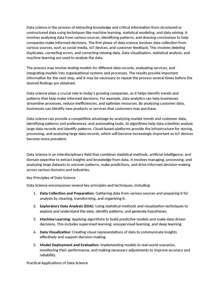 Key Principles of Data Science Explained | PDF | Data Science | Analytics
