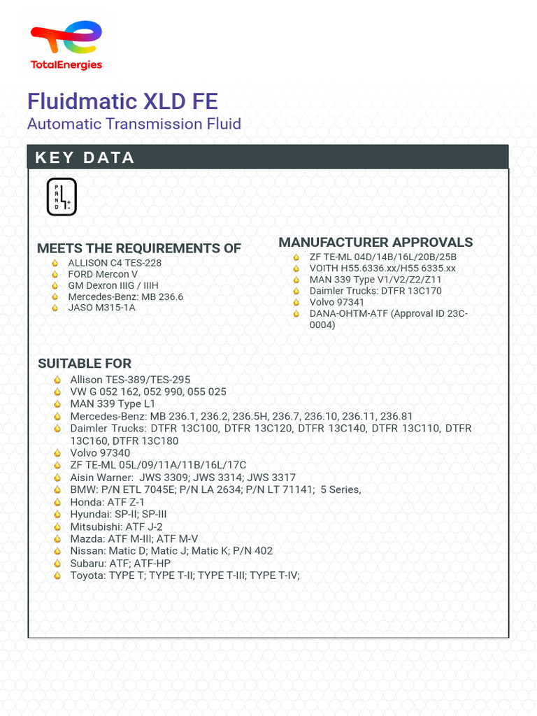 Tds Totalenergies Fluidmatic-Xld-Fe TCR en | PDF | Lubricant ...