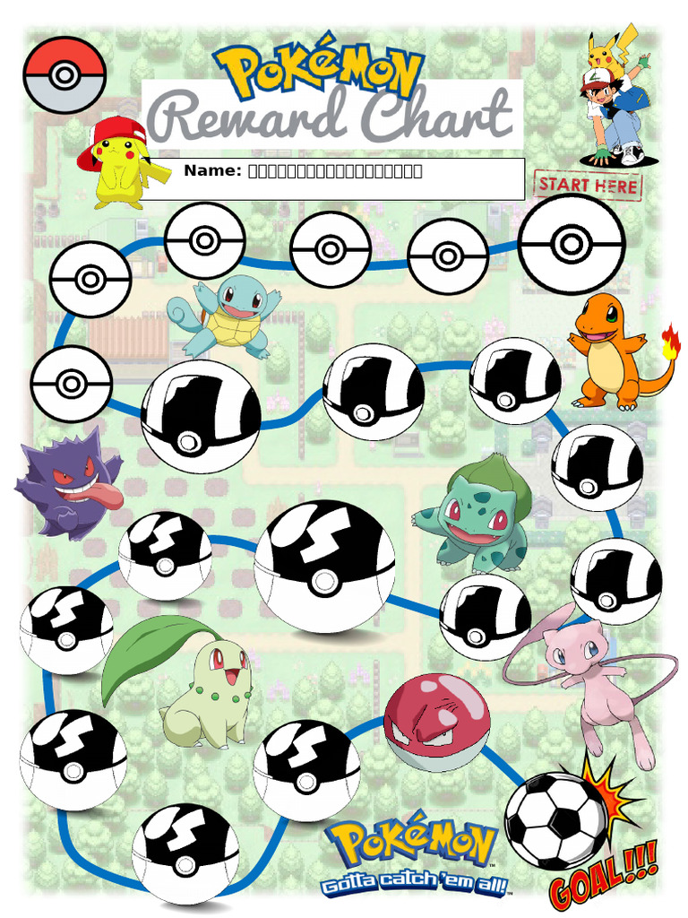 A4 Pokemon Reward Chart Template | PDF