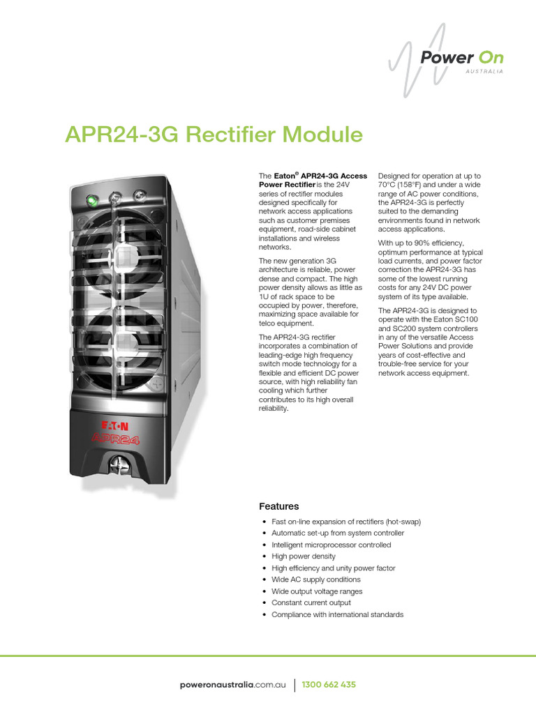 APR24-3G Rectifier Module Overview | PDF | Rectifier | Electrical ...